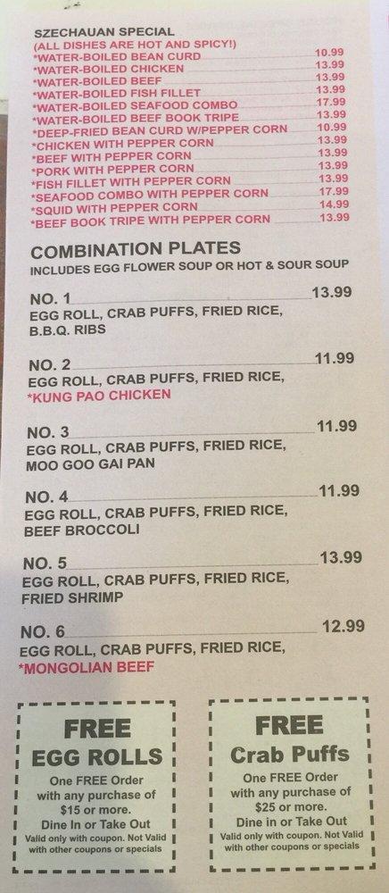 Menu at China Phoenix Restaurant, Tucson
