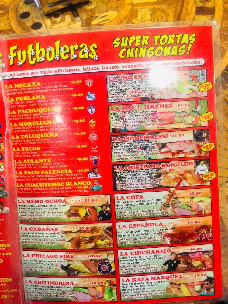 Menu at Doña Torta Chilanga restaurant, Chicago, W Cermak Rd