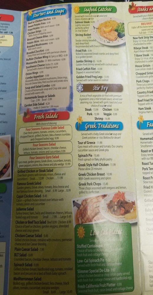 Menu at Four Seasons Family Restaurant, Montpelier