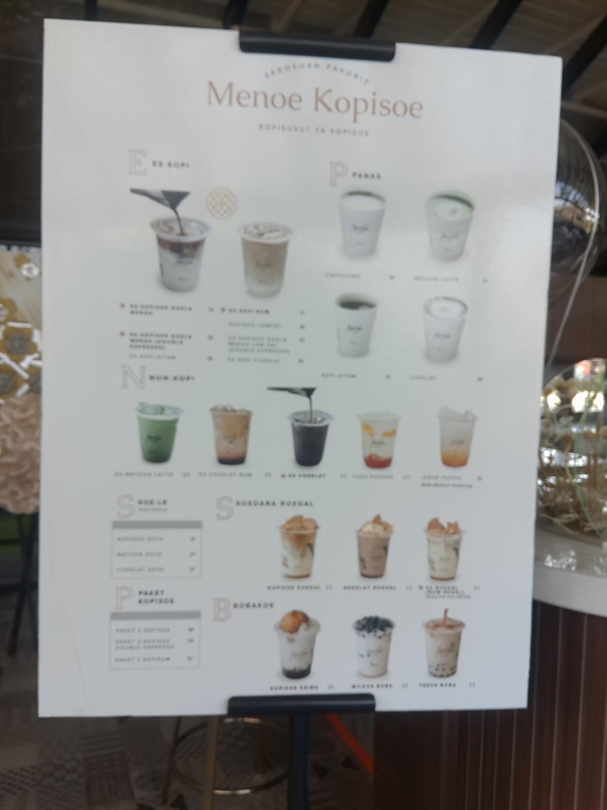 Carta del café Kopi Soe Pandaan, Indonesia