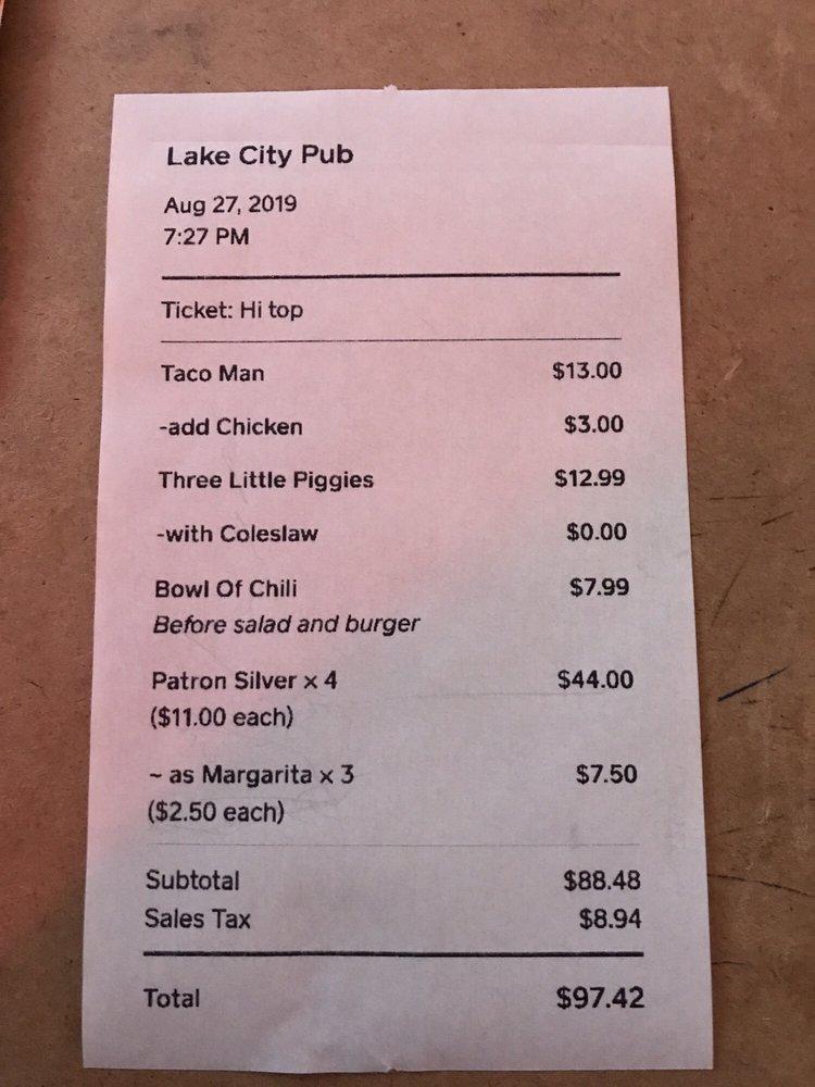 Menu at Lake City Pub, Lakewood