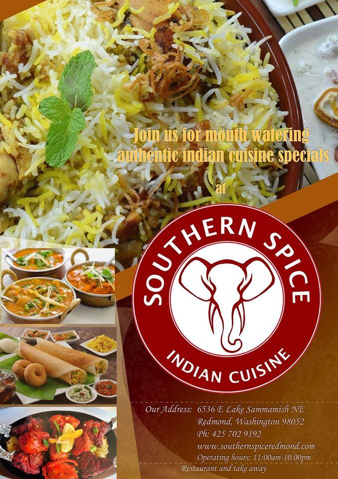 Menu at Southern Spice Redmond restaurant, Redmond