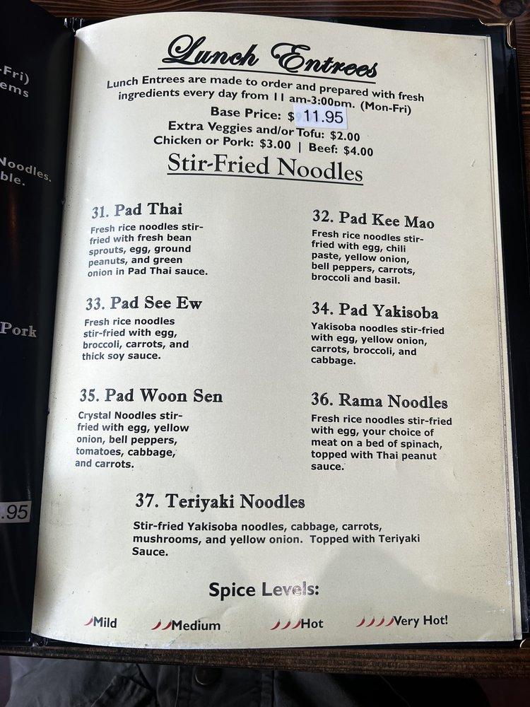Menu at Suchada's Thai Cuisine LLC restaurant, Moscow
