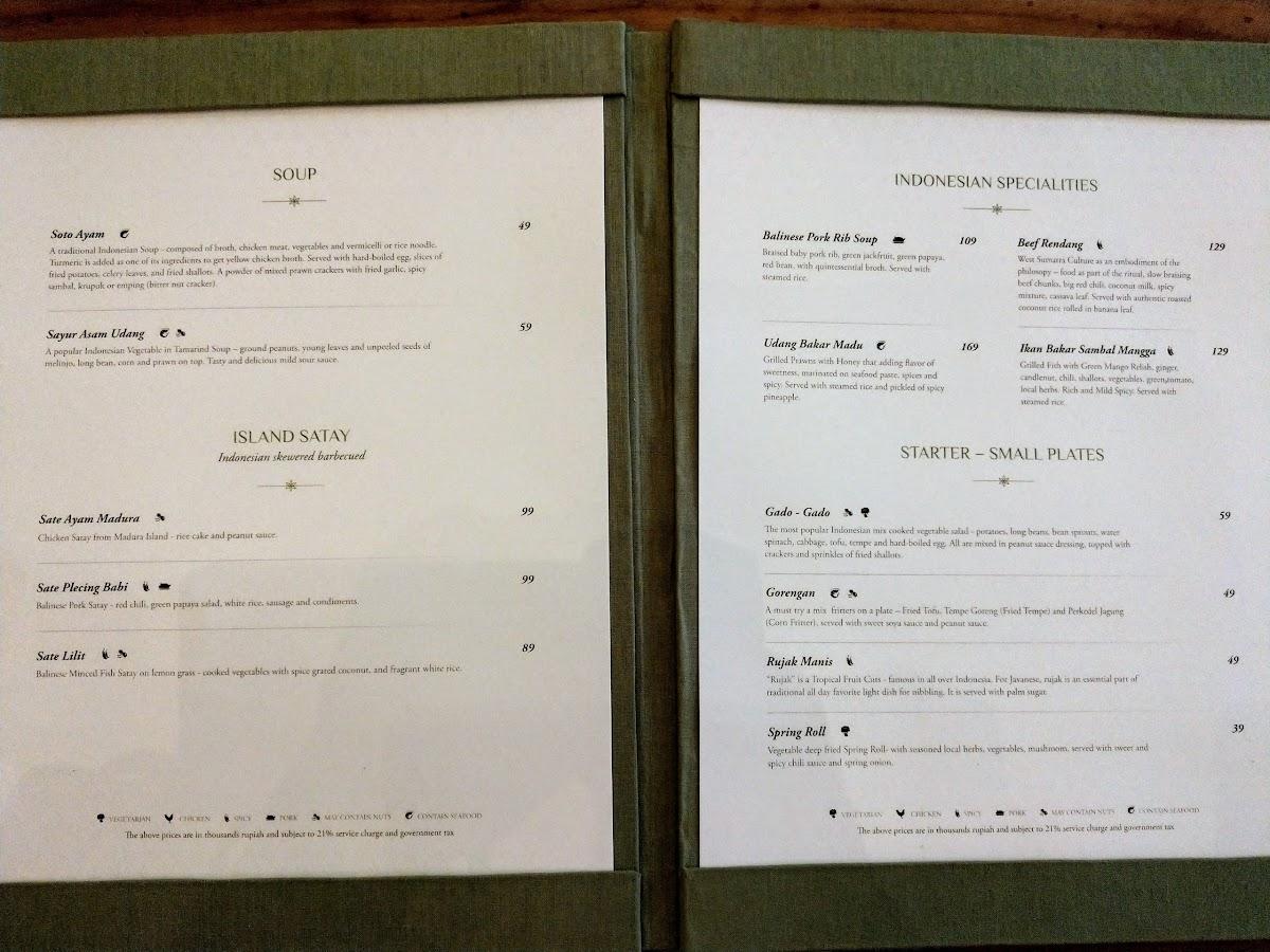 Menu at Sukun Restaurant Kuta, Kuta Selatan, Amnaya Resort