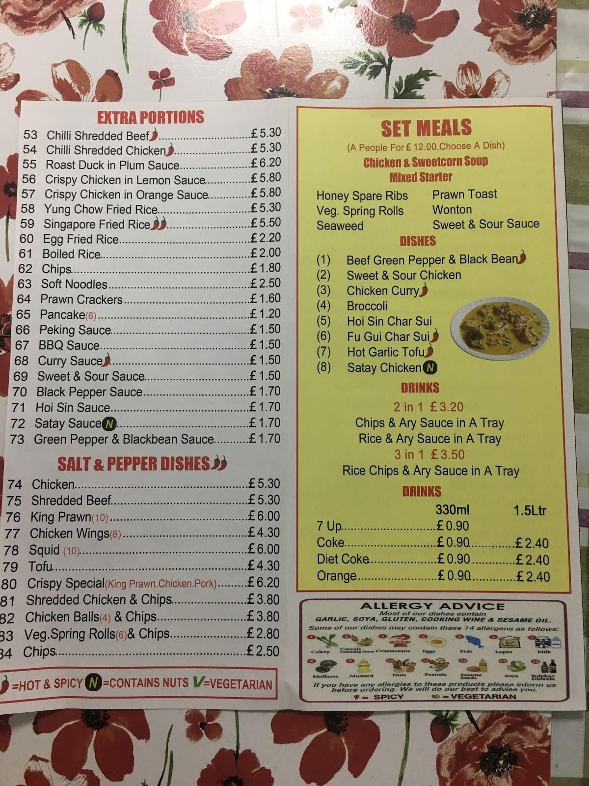 Menu at Food First, Warrington