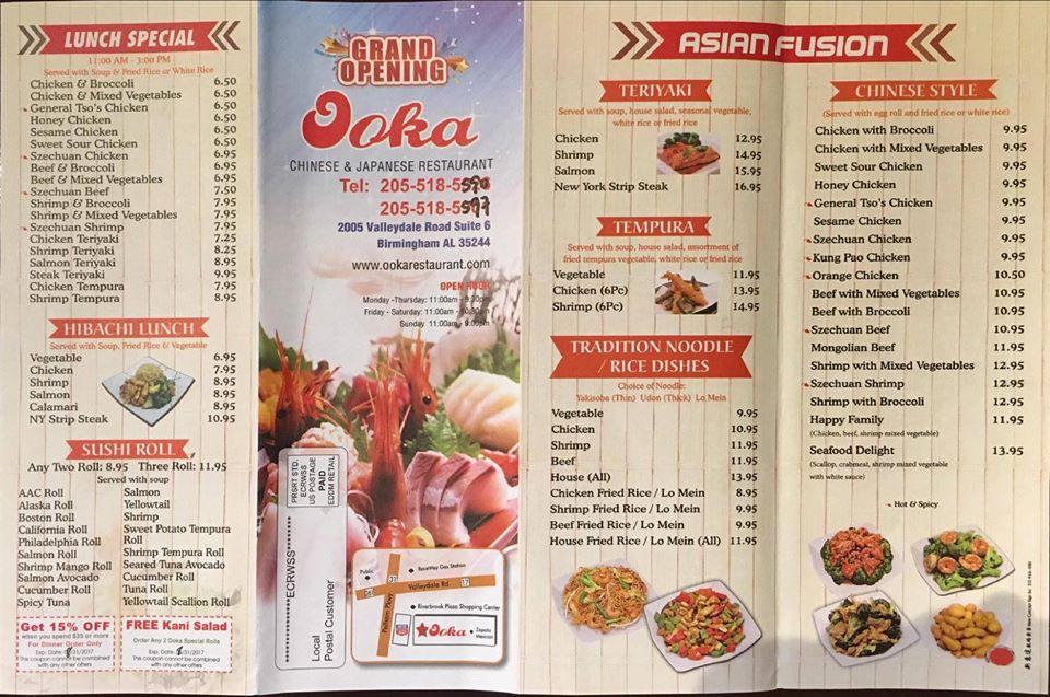 Menu at Ooka Chinese & Japanese Restaurant (Opening on May 19th ...