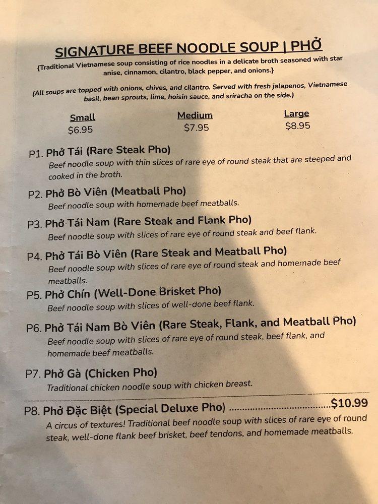 Menu at PHO-4-EVER restaurant, Webb City