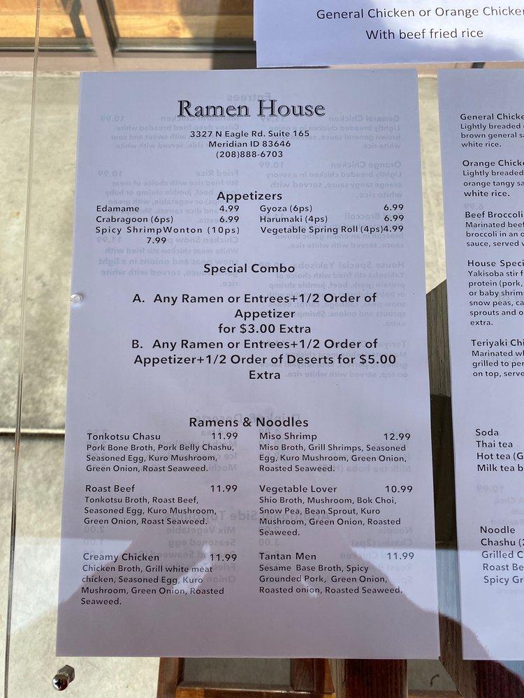 Menu at Ramen House restaurant, Meridian