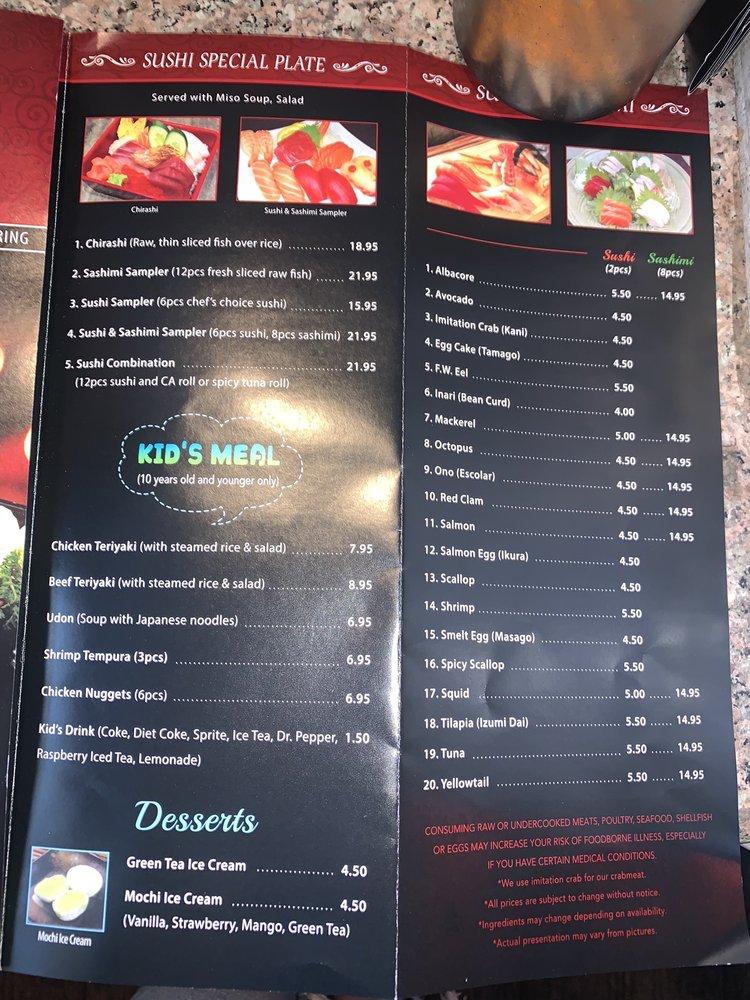 Carta del restaurante Sushi-Ray, Hemet