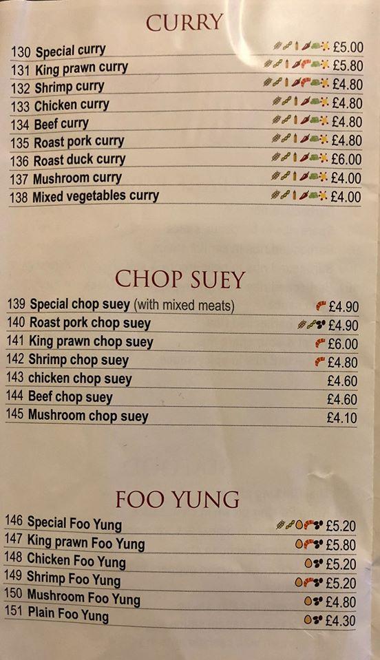 Menu at The Peking Palace fast food, Swanscombe