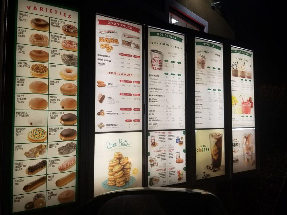 Menu at Krispy Kreme restaurant, Menifee