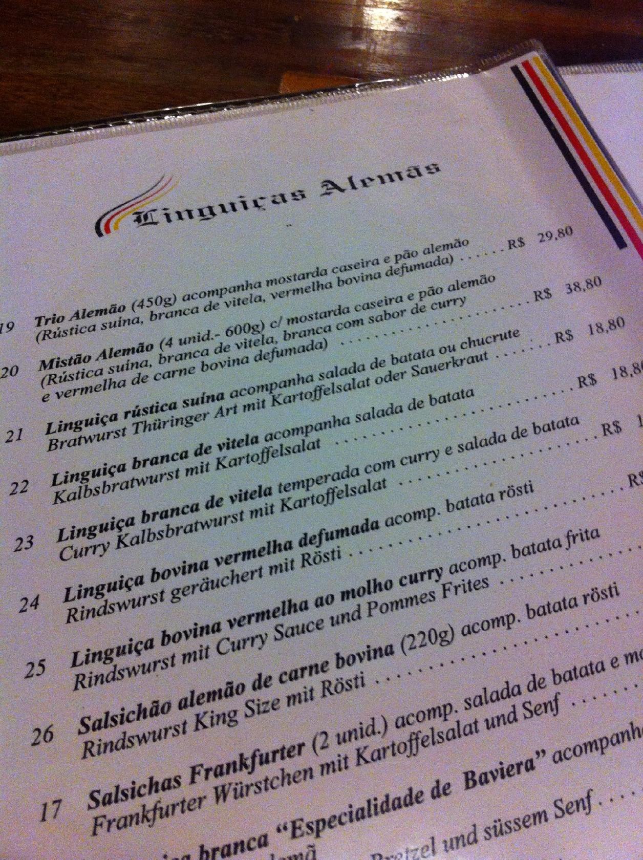 Menu em Restaurante O Alemão, Fortaleza, Rua Frederico Borges
