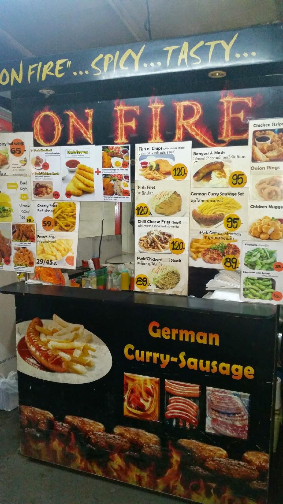Menu at ON FIRE restaurant, Bangkok