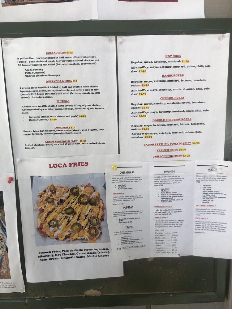 Menu at Tortas Locas restaurant, Sanford