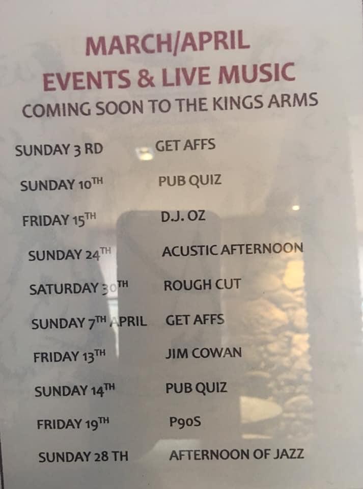 Menu at Kings Arms pub & bar, Fenwick