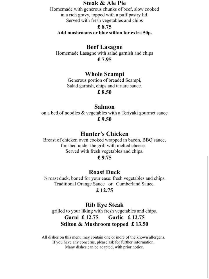 Menu at Split Willow restaurant, Llanfairfechan