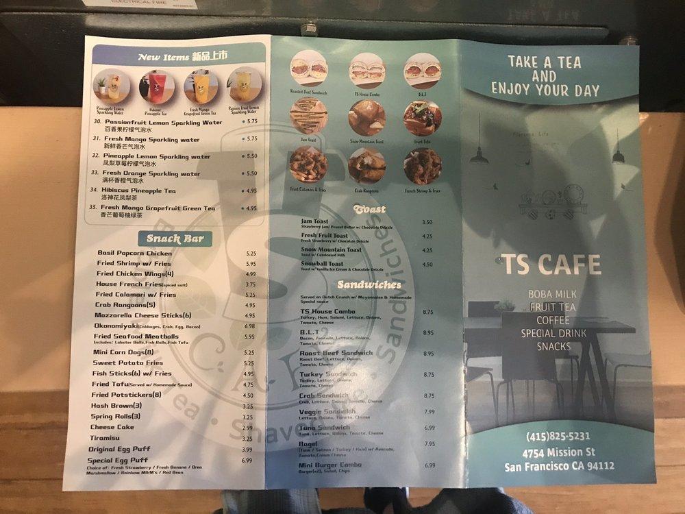 Menu at TS Cafe, San Francisco