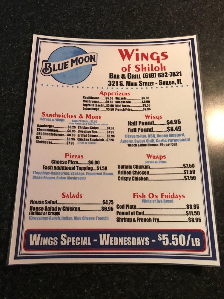 Menu at Wings of Shiloh pub & bar, Shiloh