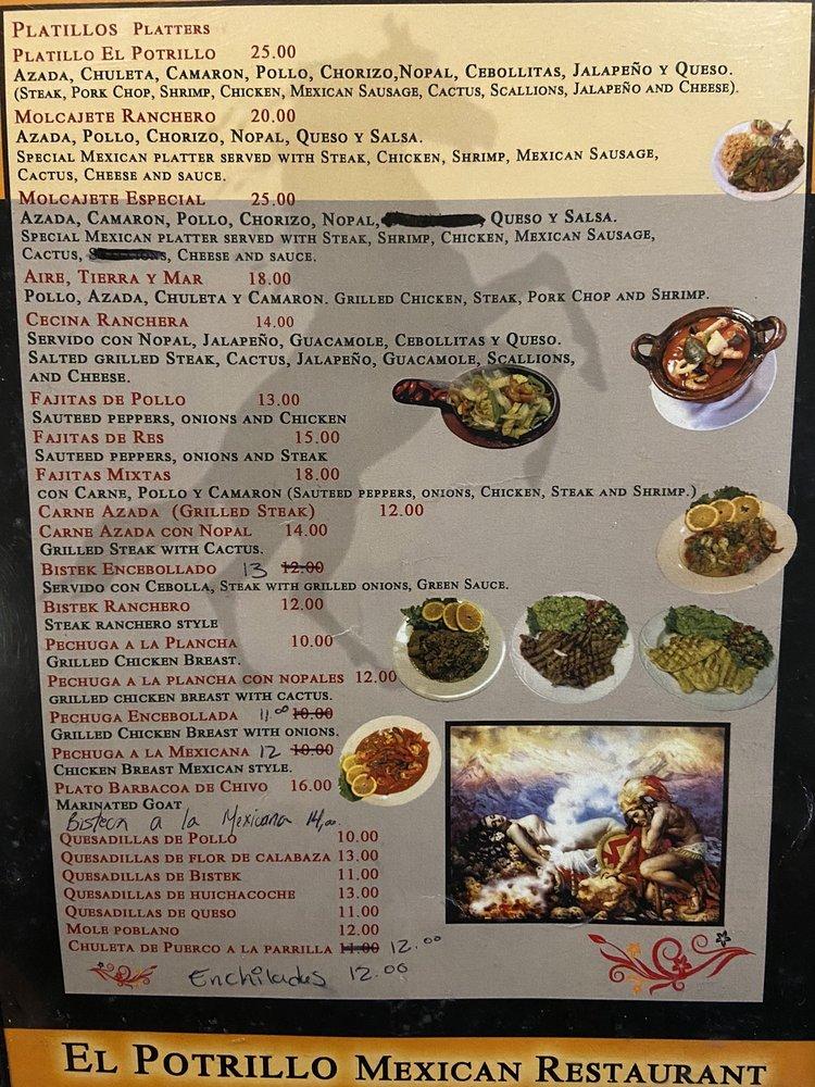 Carta del restaurante El Potrillo, Trenton