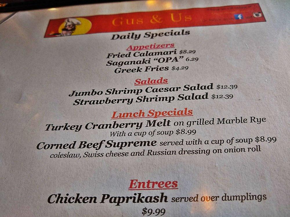 Menu at Gus & Us Grill restaurant, Allen Park