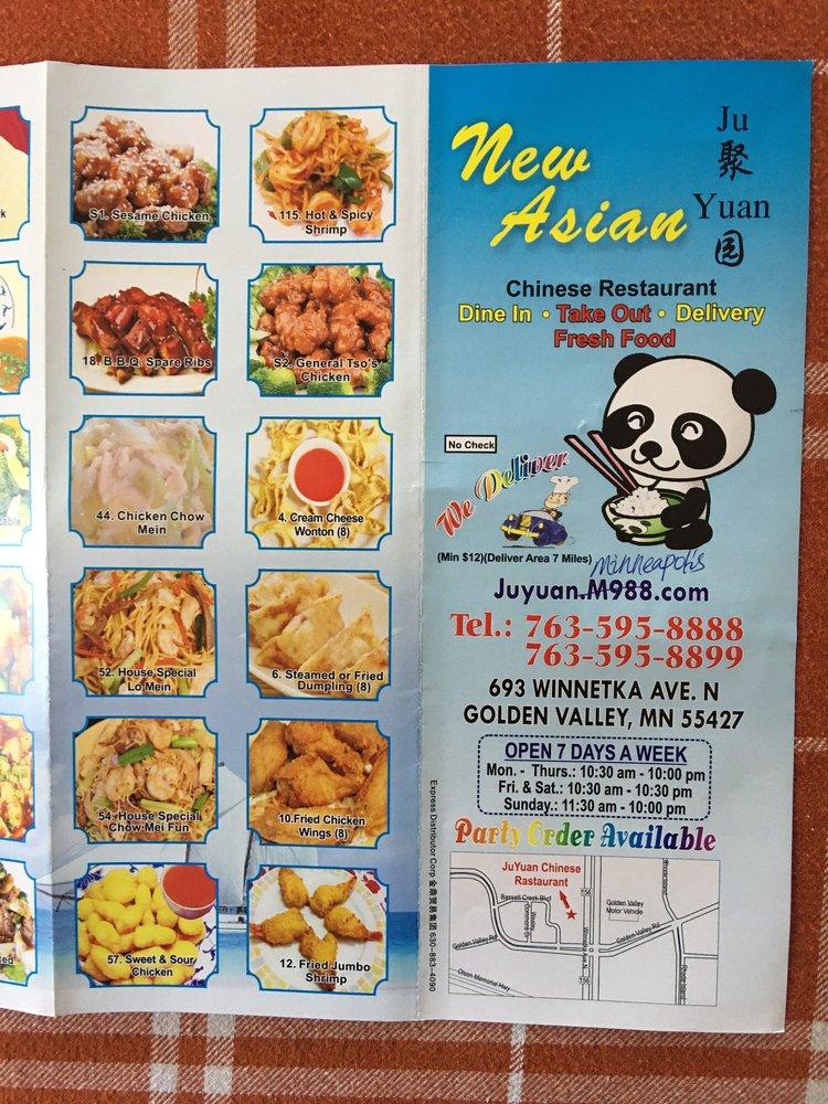 Menu at New Asian Ju Yuan restaurant, Golden Valley