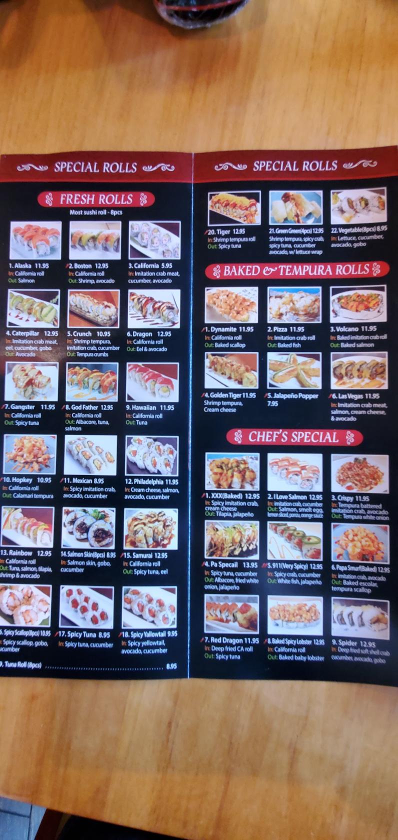 Menu at Sushi Ray restaurant, Hemet