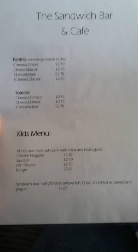 Menu at The Sandwich Bar & Cafe, Bristol
