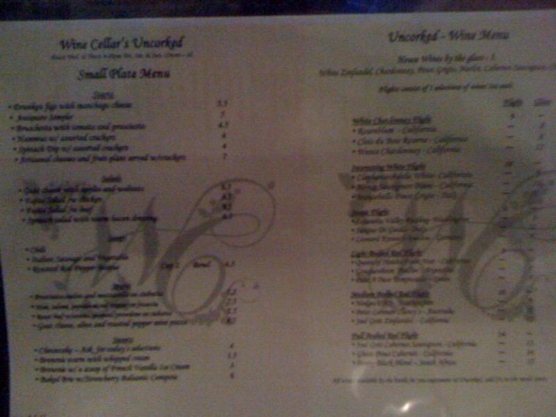 Menu at Wine Cellars: Uncorked pub & bar, Eustis, 106 E Magnolia Ave