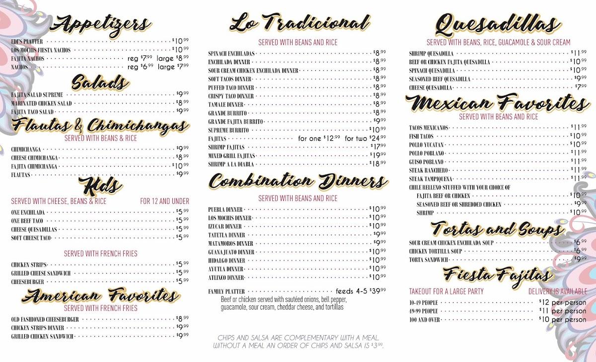 Menu at Los Mochis Restaurant, Sulphur Springs