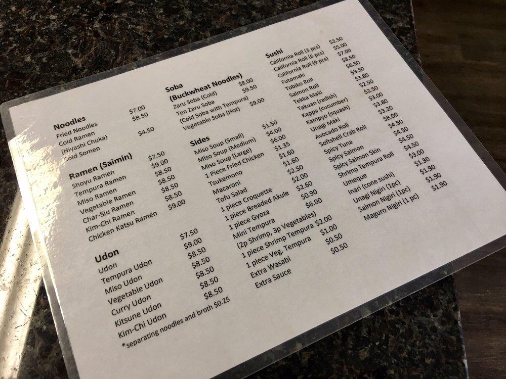 Menu at Restaurant Matsu, Kahului