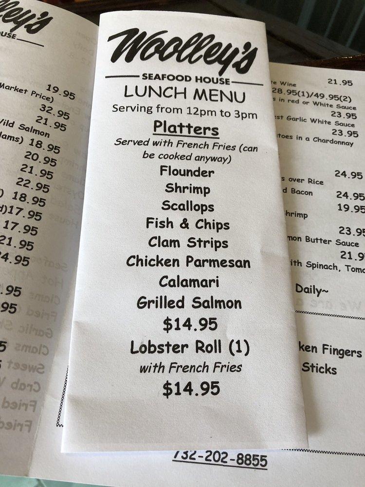 Menu at Woolley's Fish Market and Seafood House restaurant, Freehold ...