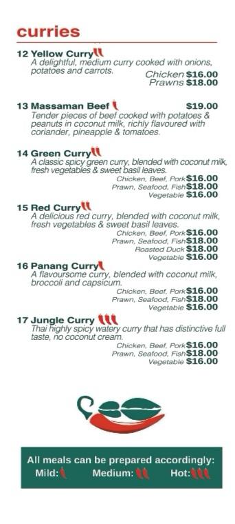 Menu at Aluntum Thai Take Away fast food, Samford Village