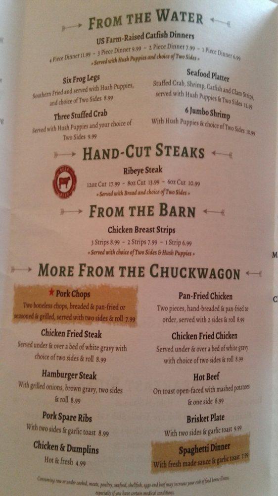 Menu at Bob & Wanda Catfish restaurant, Barling