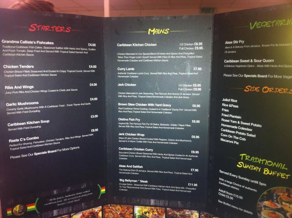 Menu at Caribbean Kitchen restaurant, Middlesbrough