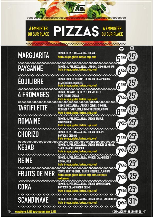 Carta de Cora Cafeteria, Saint-Dizier
