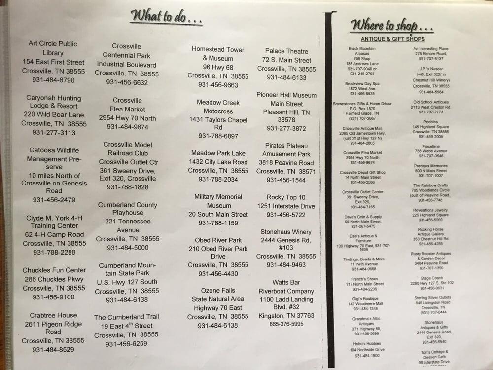 Menu at Homestead Harvest Restaurant, Crossville