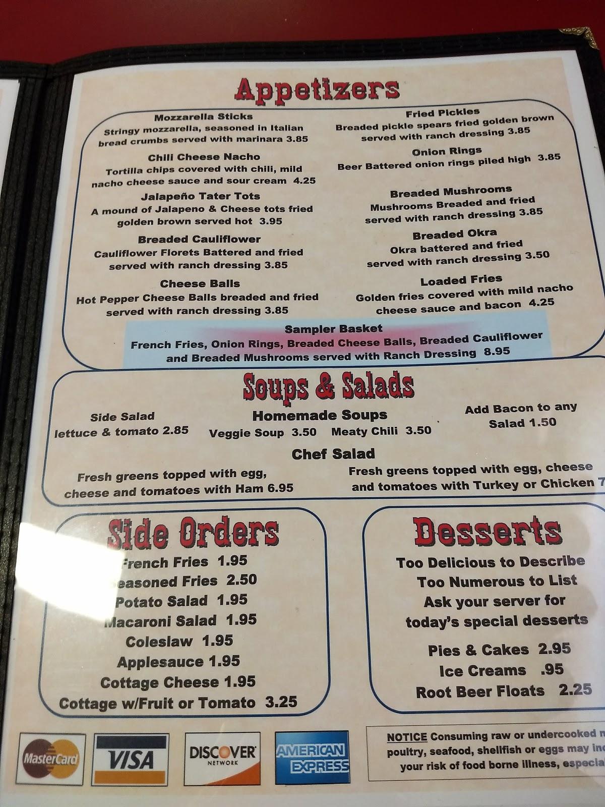 Menu at Libby & Mom's Cafe, Evansville