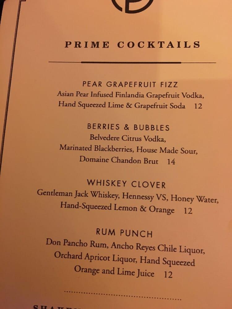 Menu at Ocean Prime steakhouse, Denver, Larimer St