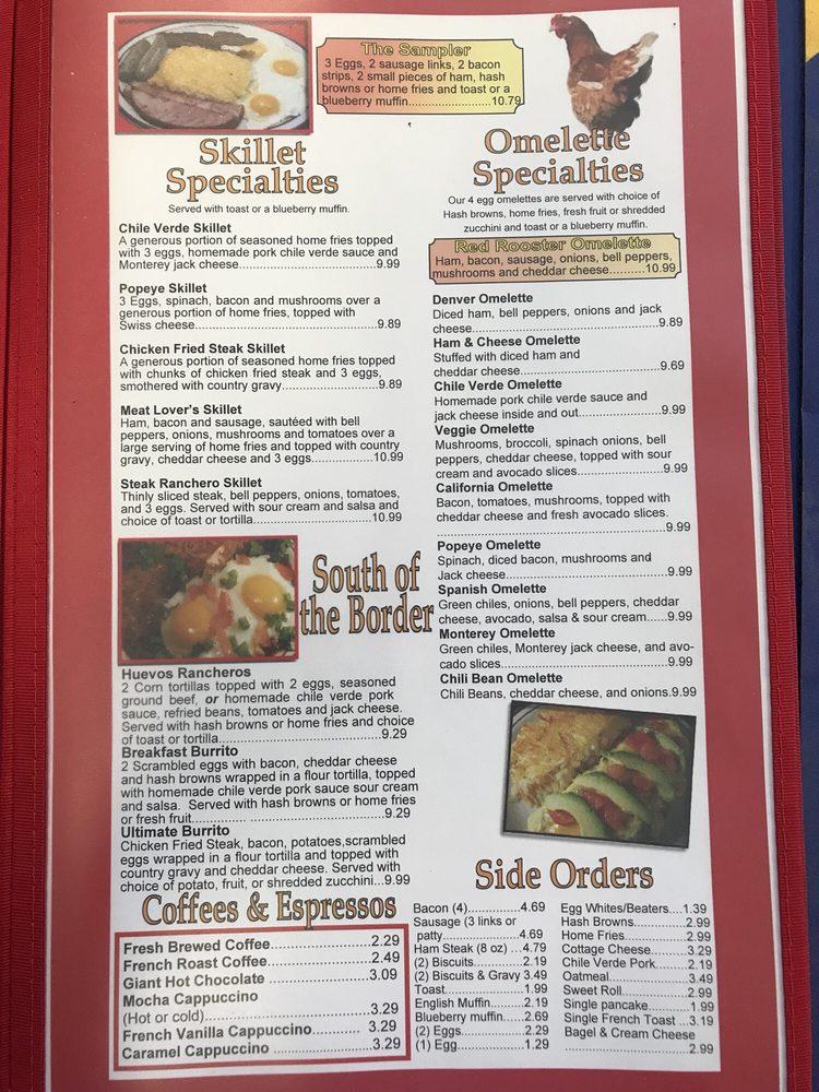 Menu at Red Rooster Cafe, Durham