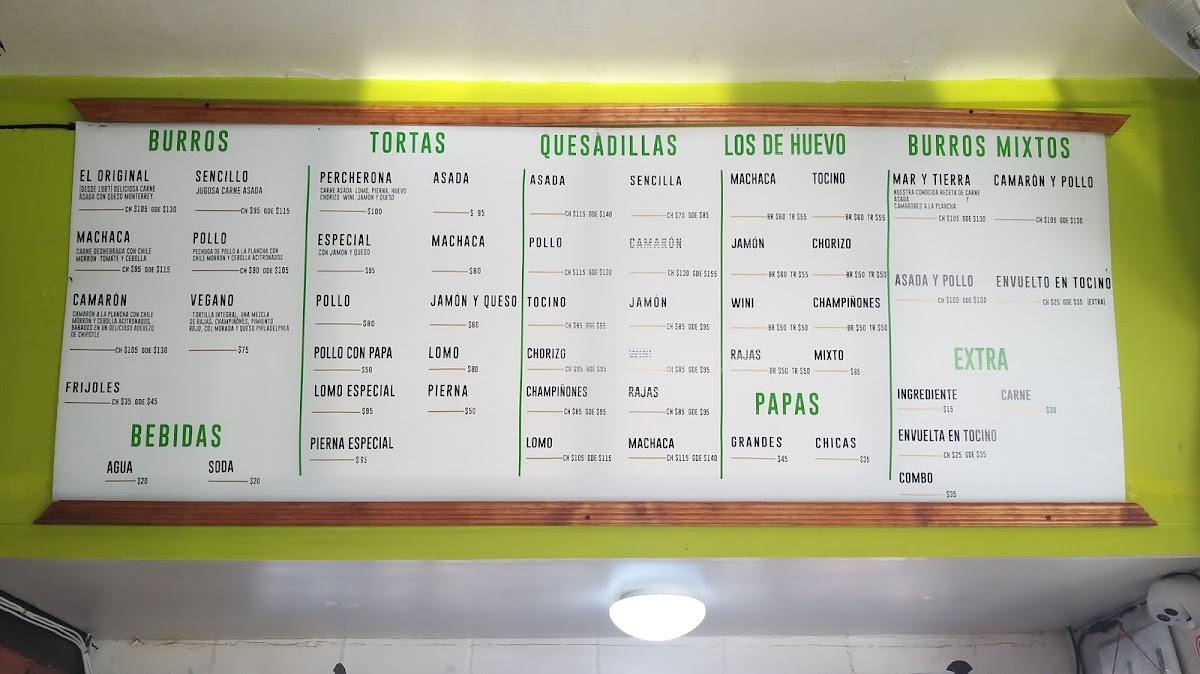 Carta de Restaurant el Burro Percherón, Tijuana, Av. Aquiles Serdan 1730
