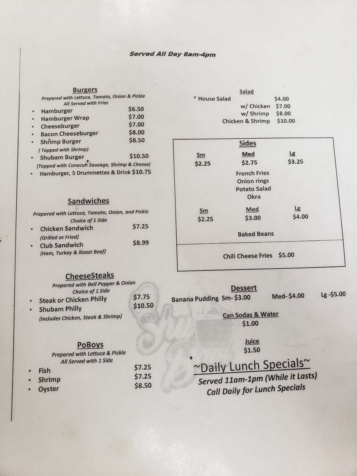Menu at Shu Bam restaurant, Mobile