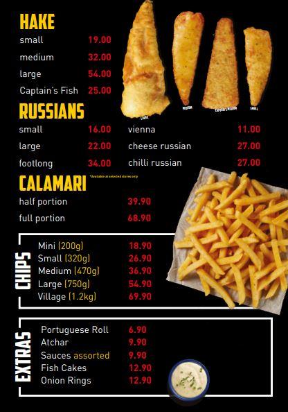 Menu at The Fish & Chip Co Cresta restaurant, Randburg