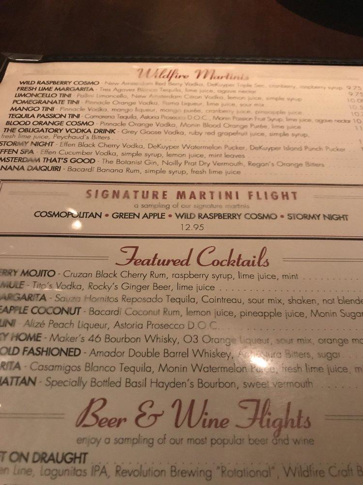 Menu at Wildfire steakhouse, Schaumburg, E Higgins Rd