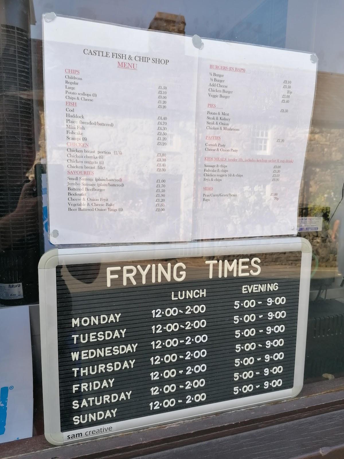 Menu at Castle Fish & Chip Shop. fast food, Criccieth