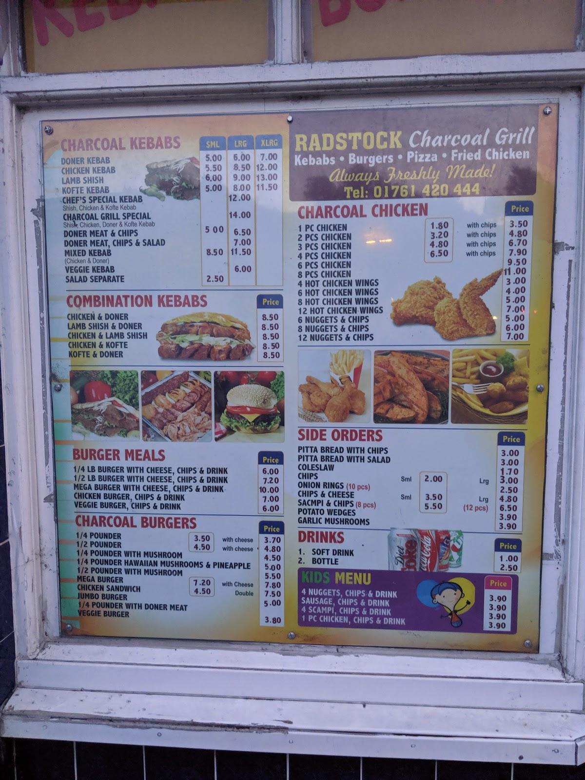 Carta de comida rápida Charcoal Grill Radstock, Radstock, 3 Market Place