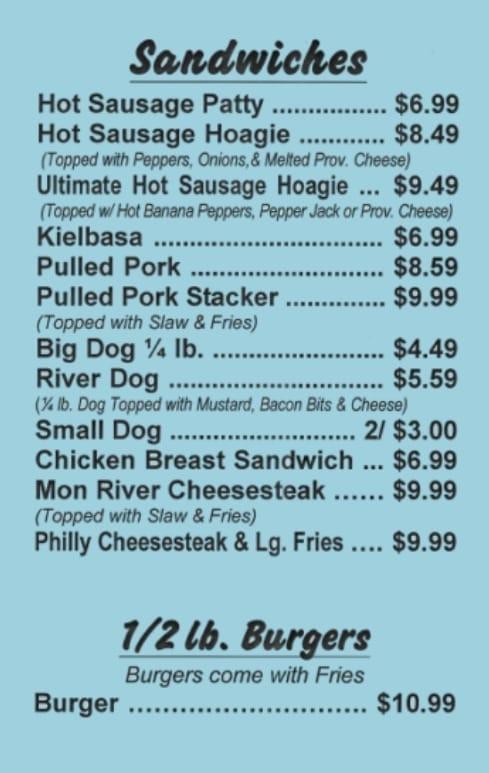 Menu at Rib Cage BBQ, Monongahela