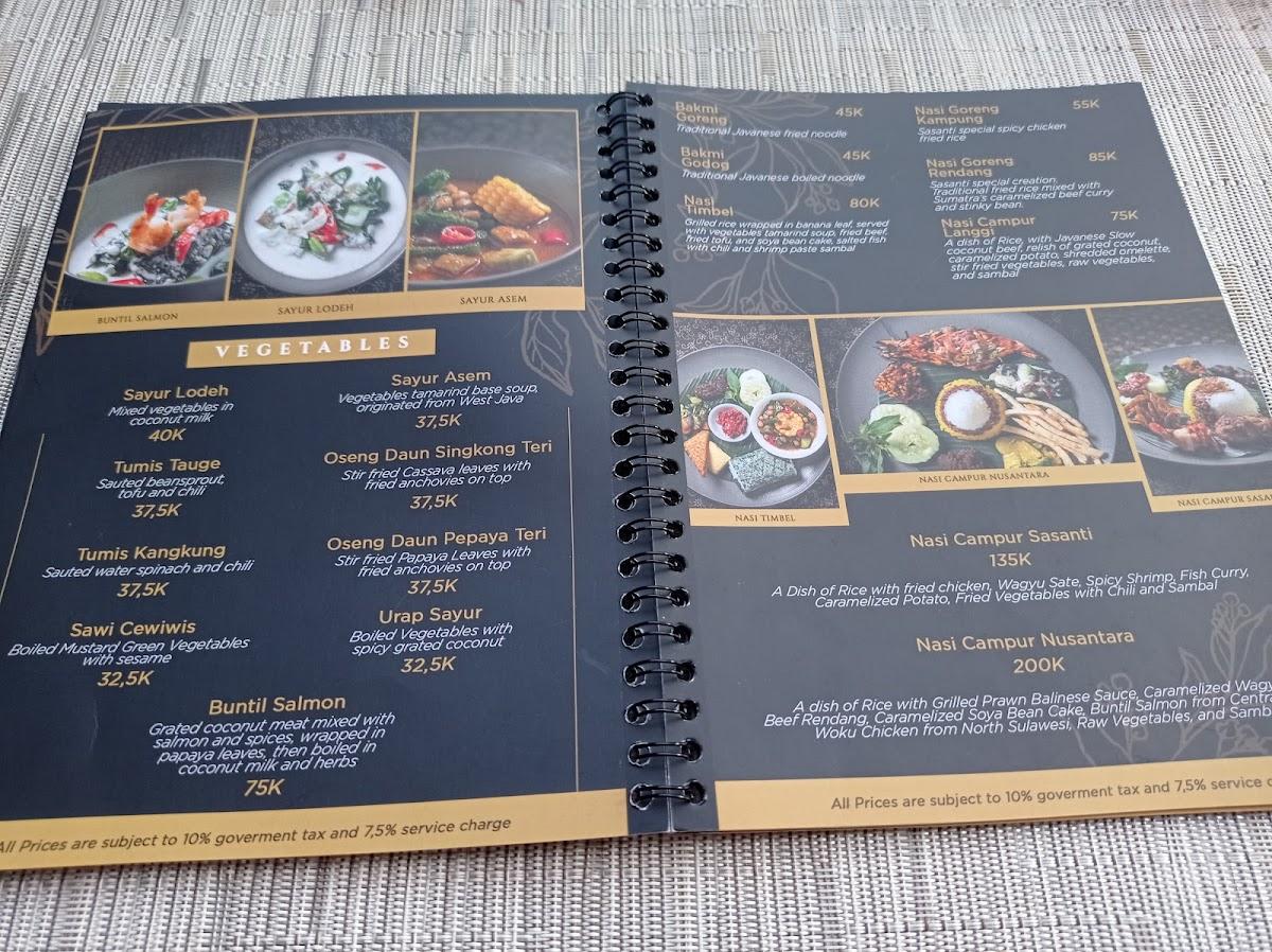 Menu at Sasanti Restaurant, Sendangadi
