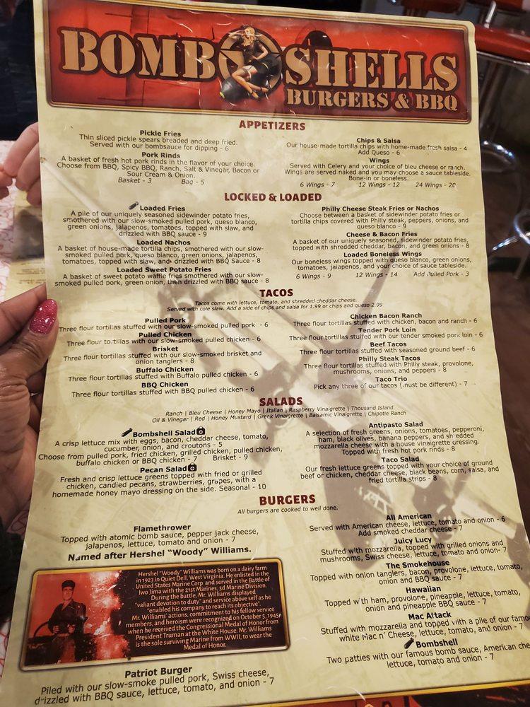 Menu at Bombshells Burgers & BBQ, Huntington