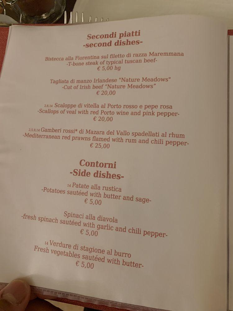 Menu at Rino restaurant, Como