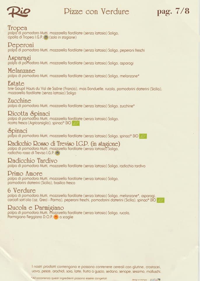 Menu at Ristorante Pizzeria Rio, San Vendemiano